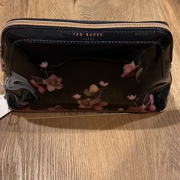 Ted Baker | Bags | Ted Baker Deep Blue Floral Satin Lined Makeup ...